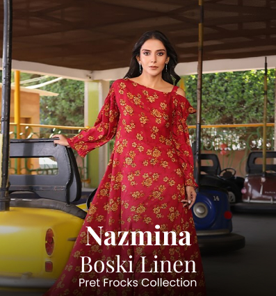 Nazmina Pret Boski Linen Frocks Collection 2024 | Sanaullah Store